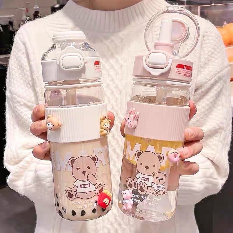 Kawaii Bear Boba Tea Straw Bottle (1100ml) - Limited Edition