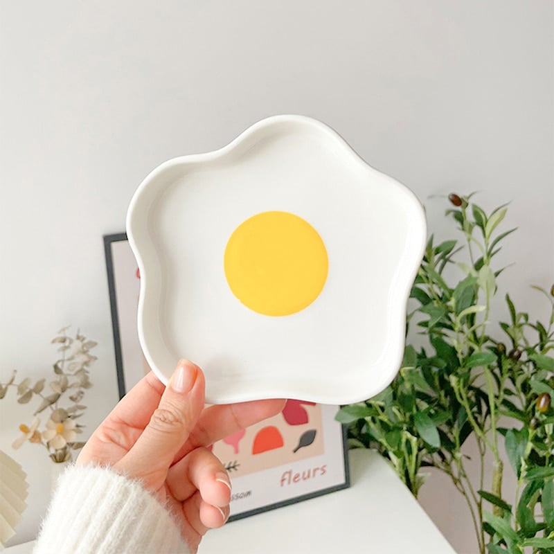 Kawaii Breakfast Egg Yolk Ceramic Plate Set