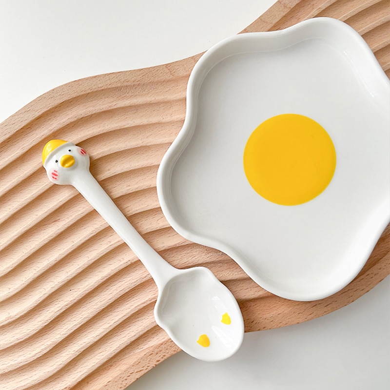 Kawaii Breakfast Egg Yolk Ceramic Plate Set