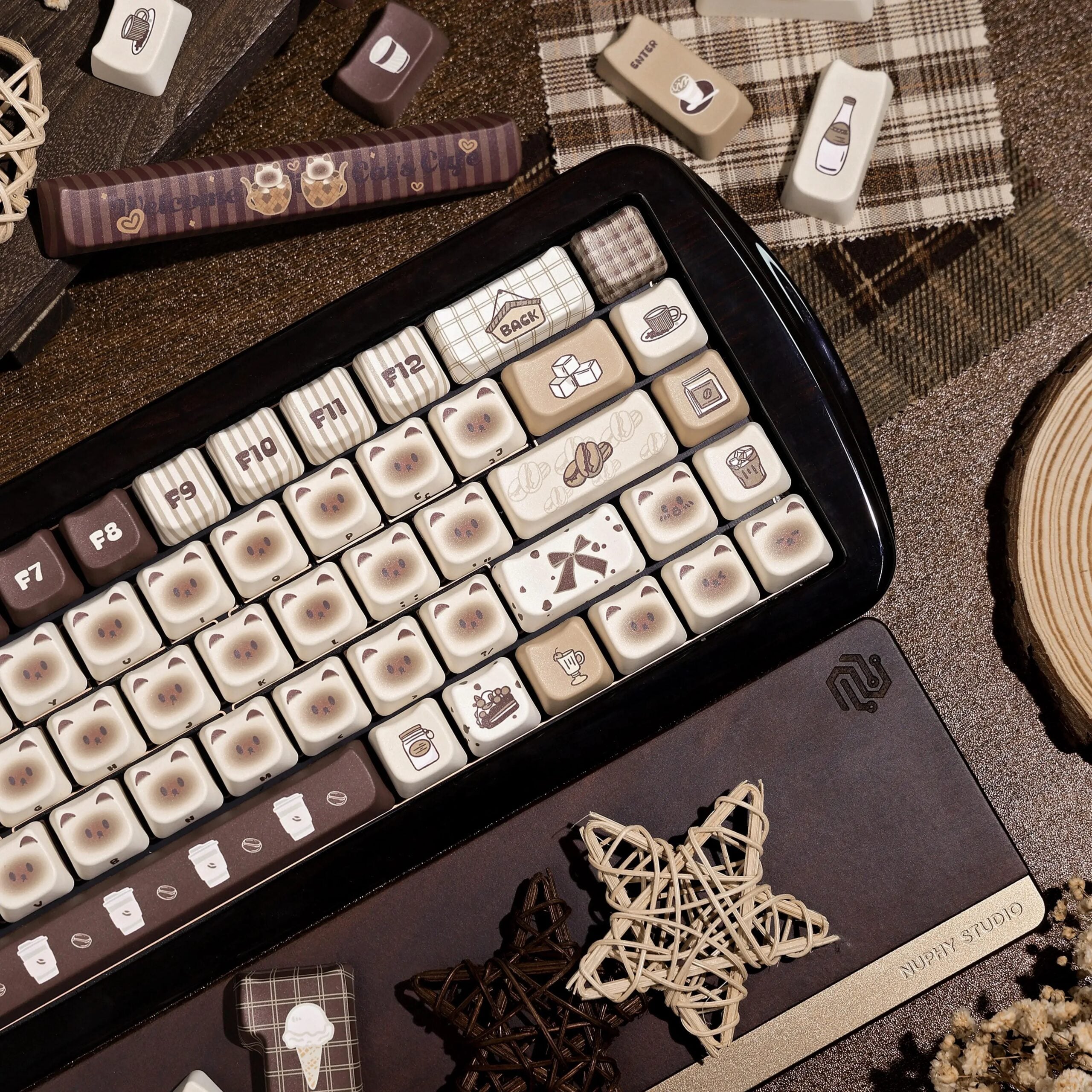 Kawaii Cat Coffee Cafe Themed Keycaps - Limited Edition