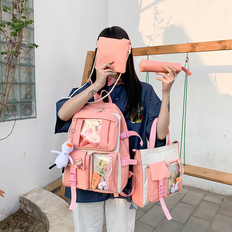Kawaii Harajuku Canvas Backpack Set - Limited Edition
