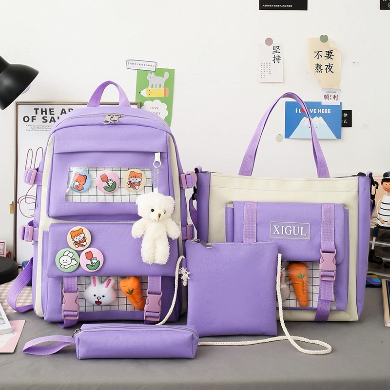 Kawaii Harajuku Canvas Backpack Set - Limited Edition