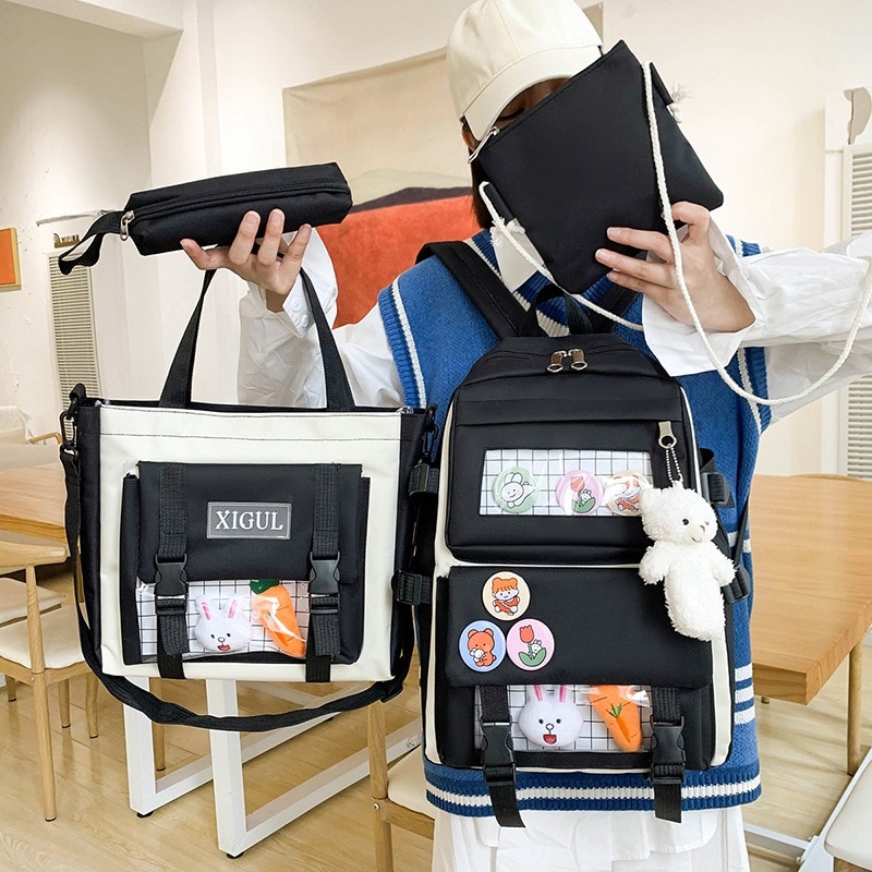 Kawaii Harajuku Canvas Backpack Set - Limited Edition