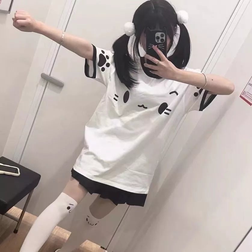Kawaii Japanese Style Neko Cat Paw Harajuku Shirt