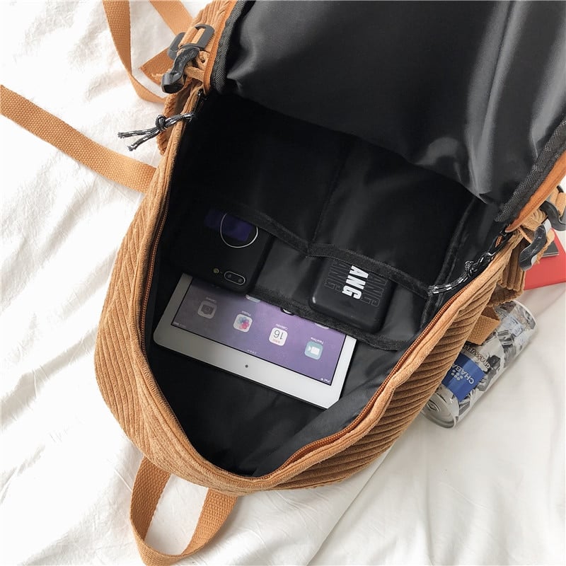 Kawaii Korean Style Corduroy College Backpack