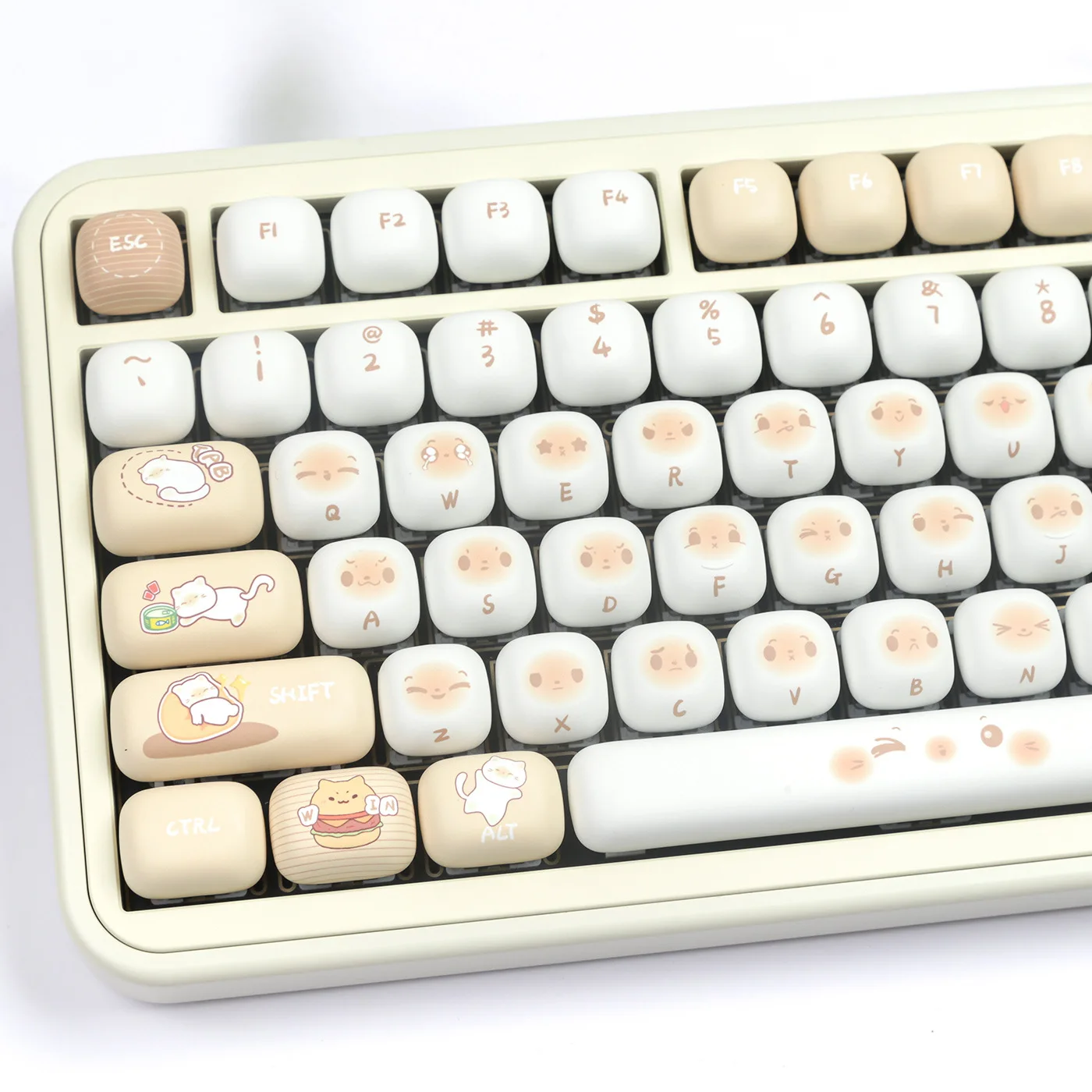 Kawaii Toasted Marshmallow Cat Mog Profile Keycaps (136 Keys)