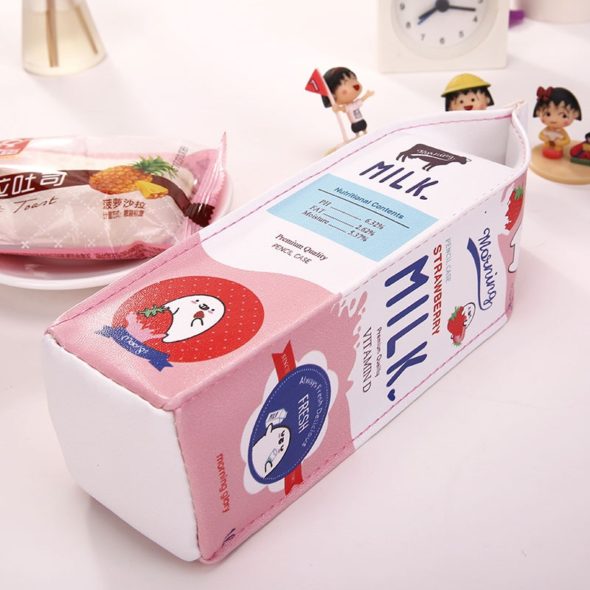 Kawaii Banana Strawberry Milk Pencil Case