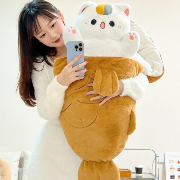 Kawaii Japanese Cat Fish Taiyaki Plush - Jumbo Edition