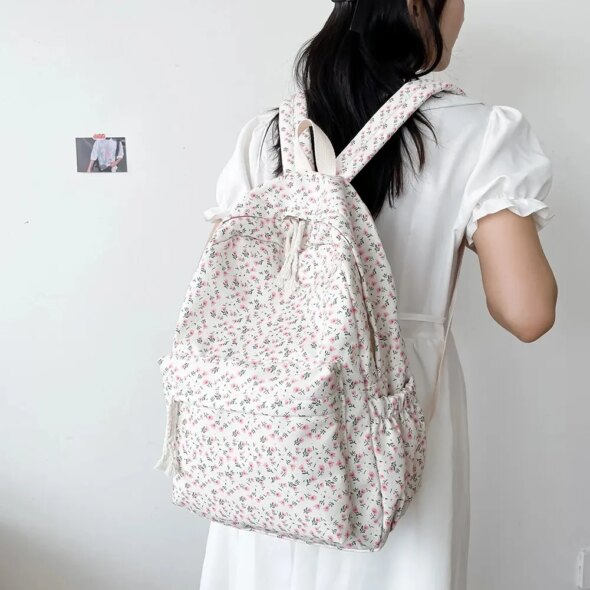 Kawaii Floral Korean Style College Student Backpack