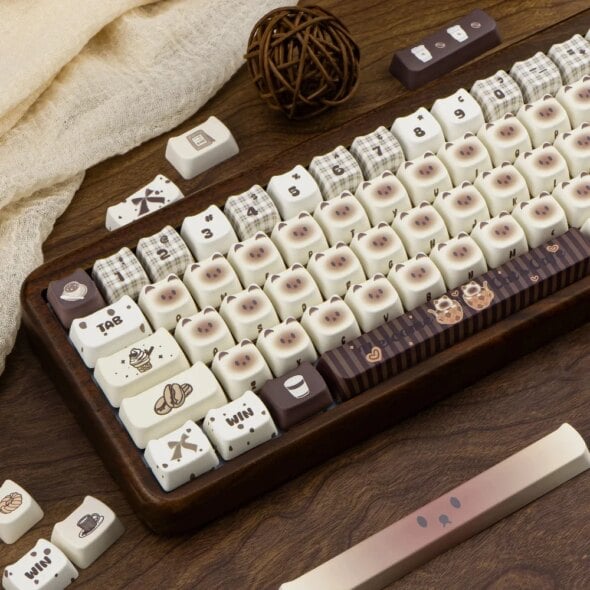 Kawaii Cat Coffee Cafe Themed Keycaps - Limited Edition